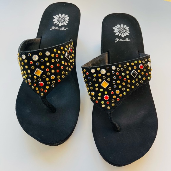 Yellow Box | Shoes | Yellow Box Flip Flopsrhinestone Sparkle Wedge 9 ...